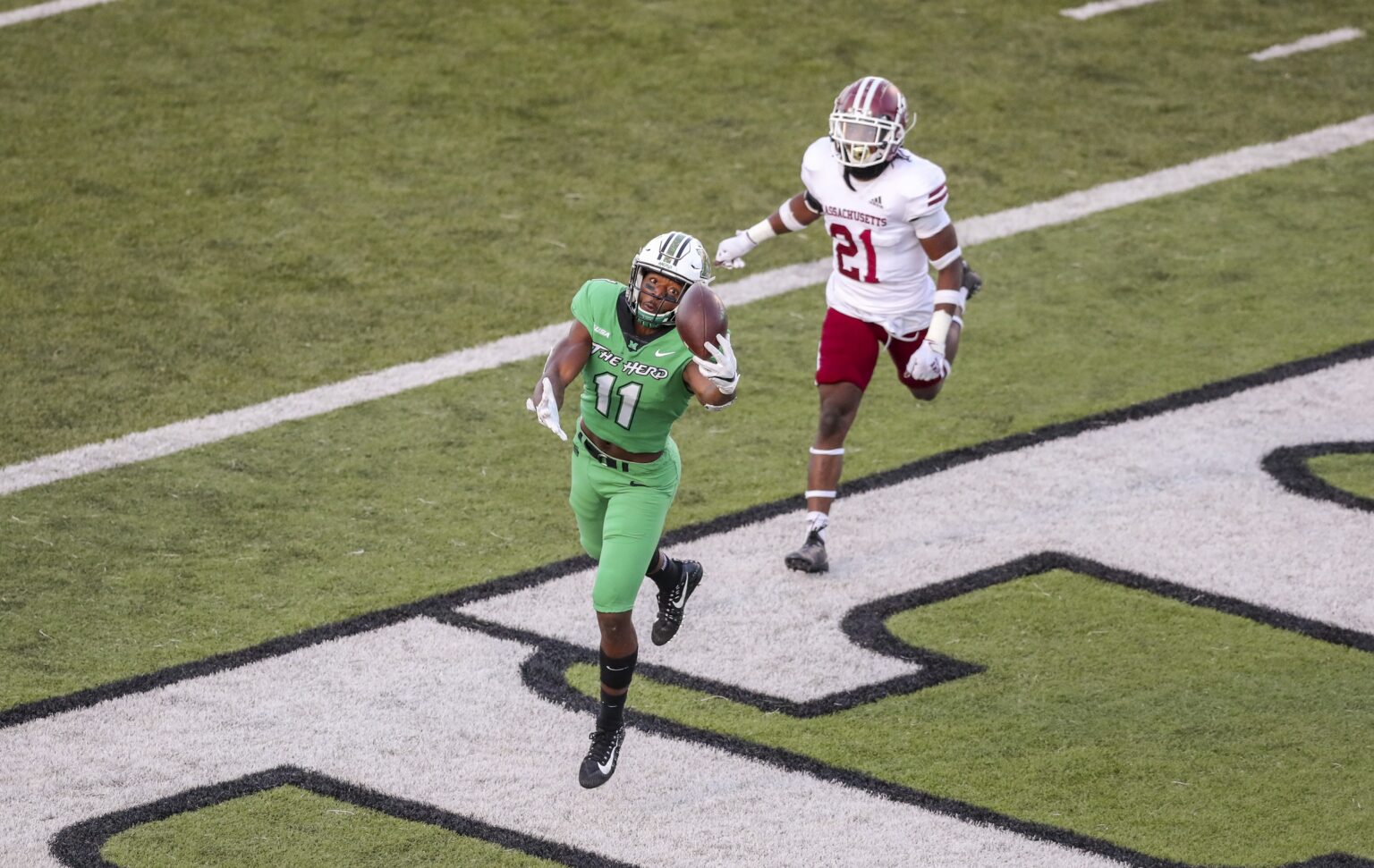 Herd takes care of business, routs UMass 51-10 - WV MetroNews
